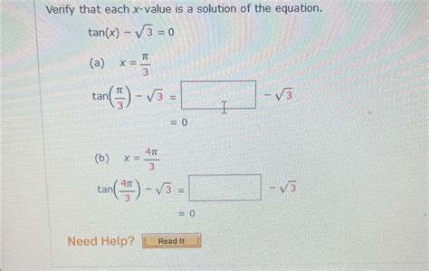 Solved Verify That Each X Value Is A Solution Of The Chegg