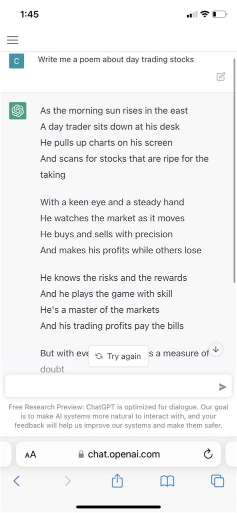 I Had Open Ais Chat Write A Poem About Day Trading Thought It Was