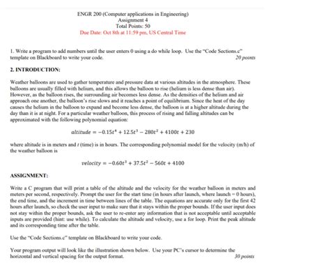 Solved Engr 200 Computer Applications In Engineering