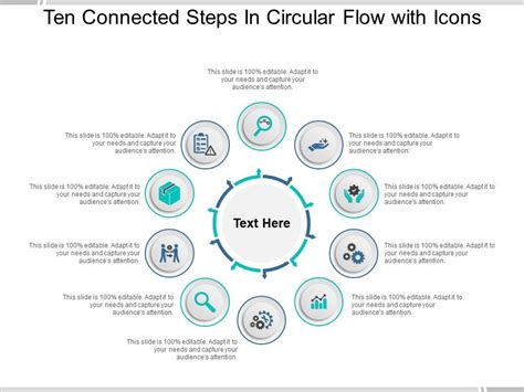Ten Connected Steps In Circular Flow With Icons Ppt PowerPoint Presentation Gallery Examples