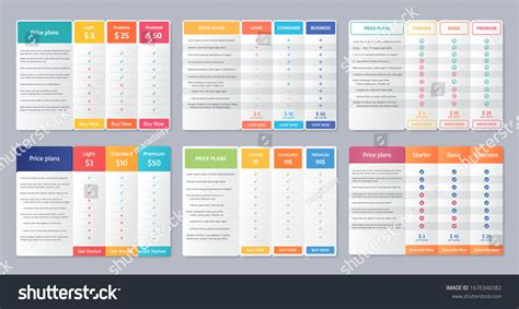Table Price Template Vector Comparison Plan Stock Vector Royalty Free