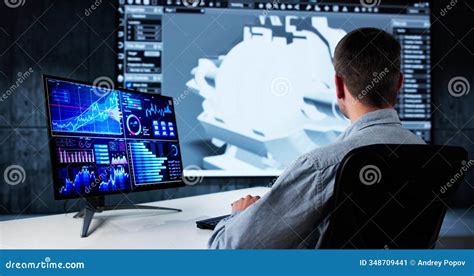 Engineer Doing 3d Cad Model Design On Computer Stock Illustration Illustration Of Technology