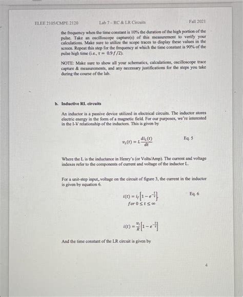 Solved Elee 2105cmpe 2120 Lab 7 Rc And Lr Circuits Fall 2021