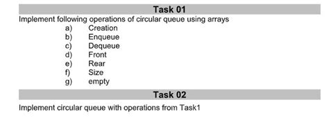 Solved Task Implement Following Operations Of Circular Chegg