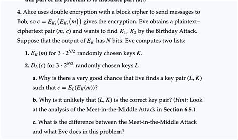 A 4 Alice Uses Double Encryption With A Block Cipher