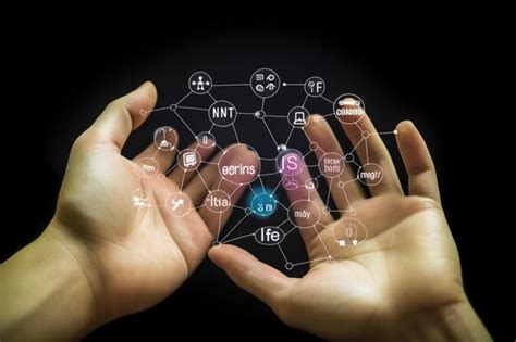 Premium Photo Hand Showing Internet Of Things Iot Word Diagram As Concept