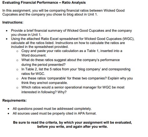 Evaluating Financial Performance Ratio Analysis In