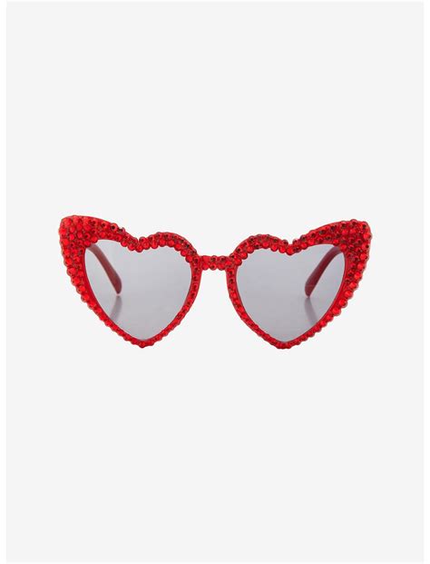 Red Bling Heart Sunglasses Hot Topic