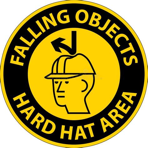 Caution Sign Falling Objects Hard Hat Area Stock Vector Illustration Of Object Construction