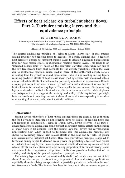 Pdf Effects Of Heat Release On Turbulent Shear Flows Part 2