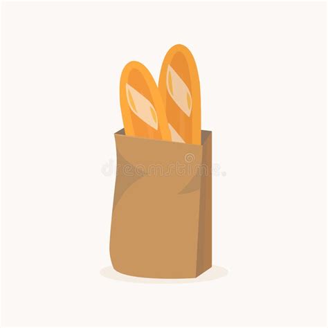 Two Baguettes In Bag Stock Vector Illustration Of Paper 255559478