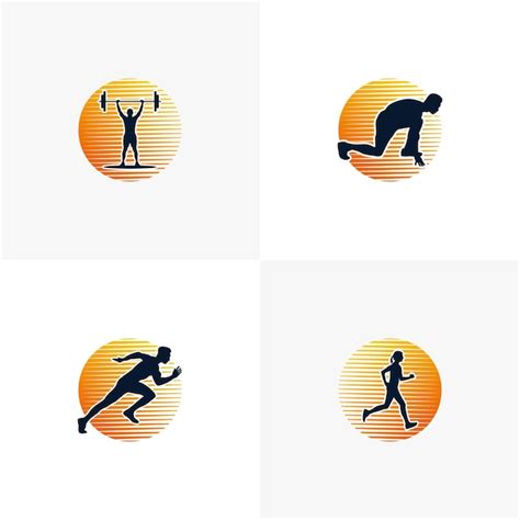 Premium Vector Set Of Silhouette People Sport Training Logo Template