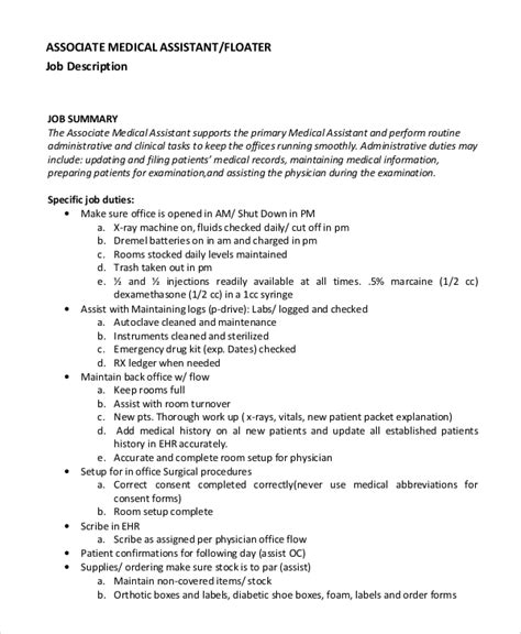 Free 8 Sample Medical Assistant Job Description Templates In Pdf