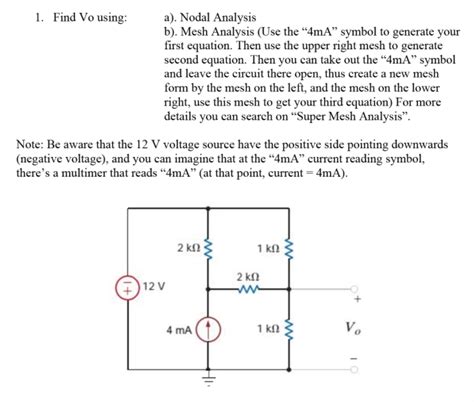 Solved 1 Find Vo Using A Nodal Analysis B Mesh