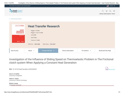 Pdf Investigation Of The Influence Of Sliding Speed On Thermoelastic Problem In The Frictional