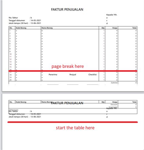 Html Css How To Page Break A Table After Reaching Exactly Above