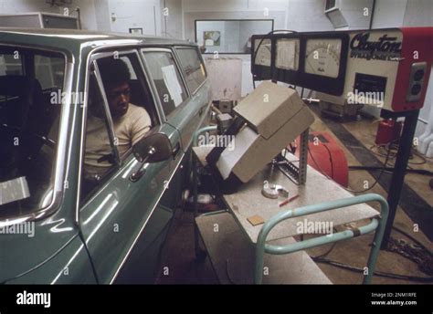 1970s america new car going through test cycle at epa s ann arbor motor vehicle emission