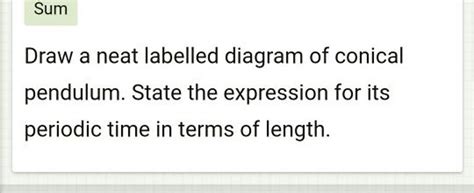 Draw A Neat Labelled Diagram Of Conical Pendulum State The Expression Fo