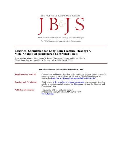 Electrical Stimulation For Long Bone Fracture Healing A Meta