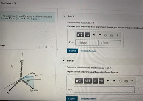 Solved Problem Part A The Two Forces Fi And F Acting Chegg Com
