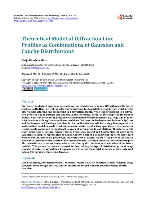 Theoretical Model Of Diffraction Line Profiles As Combinations Of