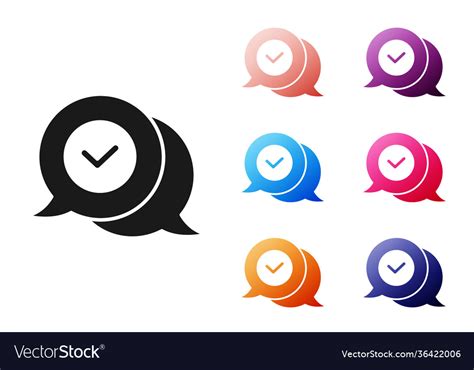 Black Check Mark In Speech Bubble Icon Isolated Vector Image