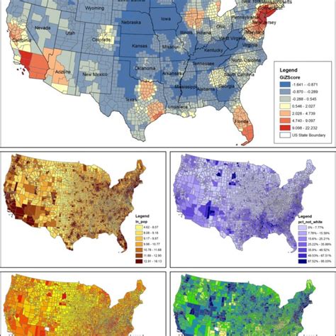 Gis Maps Spatial Variations Of Select Variables By County Download Scientific Diagram