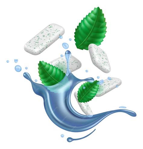 Premium Vector Realistic Chewing Gum 3d Splashes Juice And Water With Bubblegum Refreshing
