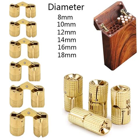 8 18mm Coppe Brass Barrel Hinges Concealed Cabinet Cylindrical Hidden Invisible Brass Door