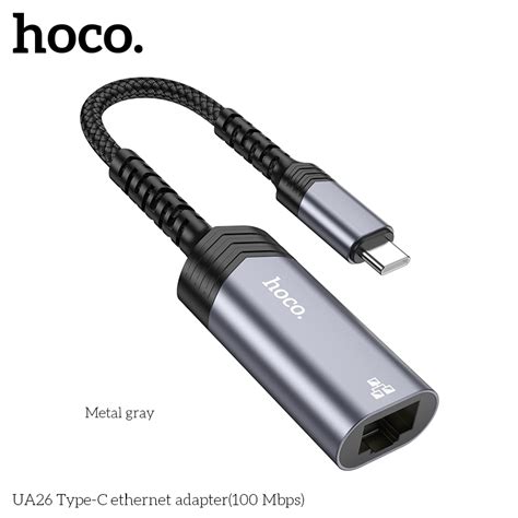 Hoco Ua26 Iโฟu Type C Usb To Rj45 หางหนู Type C Lan Adapter Gigabit Rj45 รองรับความเร็วสูงสุด