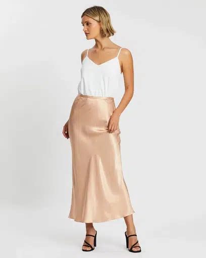 Shona Joy Wright Bias Midi Skirt In Gold Size 8 The Volte
