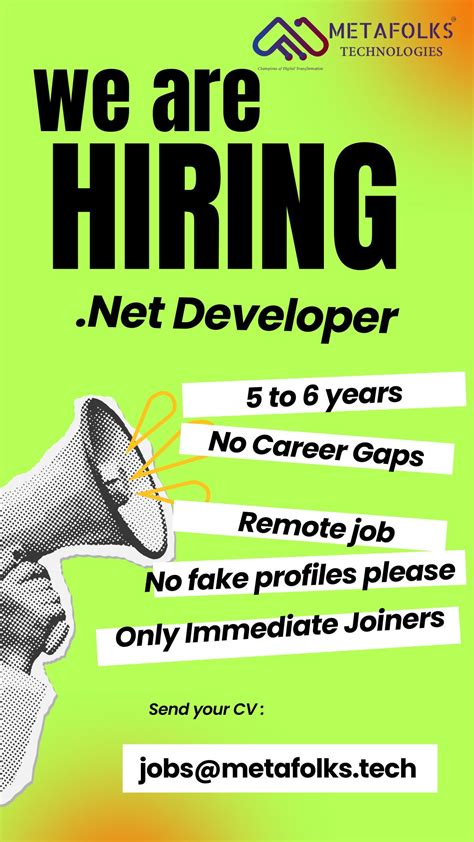 Hiring Net Developers Immediately Remote Opportunity Metafolks Technologies