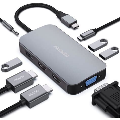 Benfei 335gy Usb C Hub With Triple Display 8 In 1 Docking Station