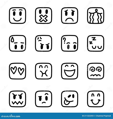 Emoticon Face In A Rounded Rectangle Stock Vector Illustration Of Design Isolated 211323355