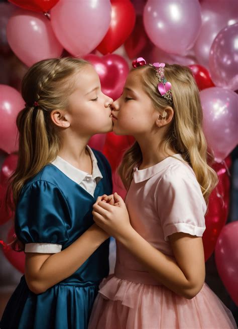 Lexica A 10 Year Old Blond Girl Kisses Her Best Girlfriend During Her