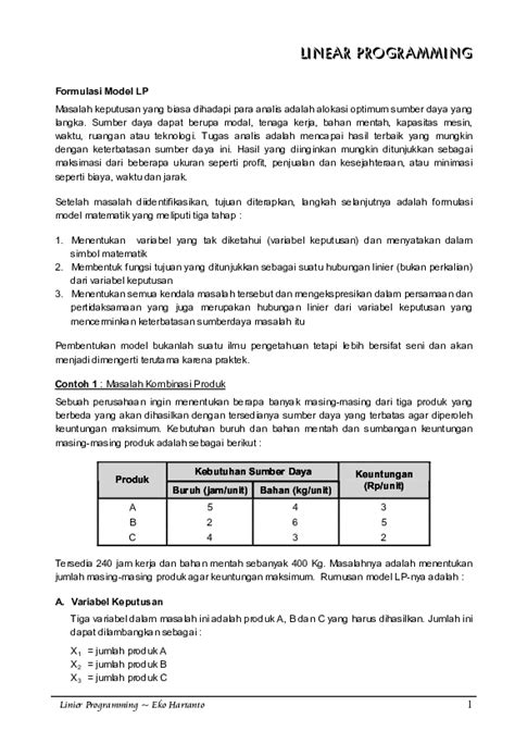 Pdf Linier Programming Desi Simbolon