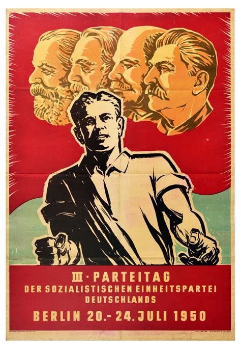 Sold Price Propaganda Poster Ddr Congress Socialist Germany Marx