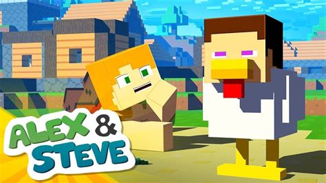 МУЛЬТИК СТИВ И АЛЕКС В МАЙНКРАФТ! СТИВ СТАЛ КУРИЦЕЙ MINECRAFT! - YouTube