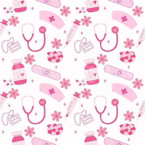 Pink Nurse Life Seamless Pattern Files For Medical Fabric Sublimation
