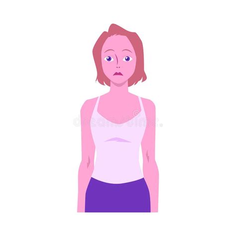 Sad Not Smiling Woman With Frustrated Expression Vector Illustration