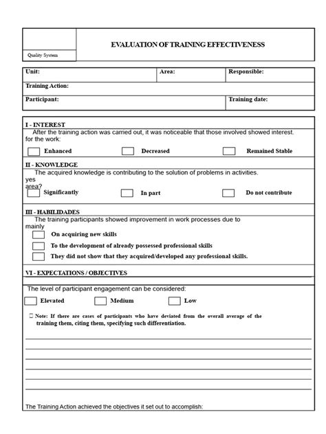 Training Effectiveness Evaluation Pdf Evaluation Data