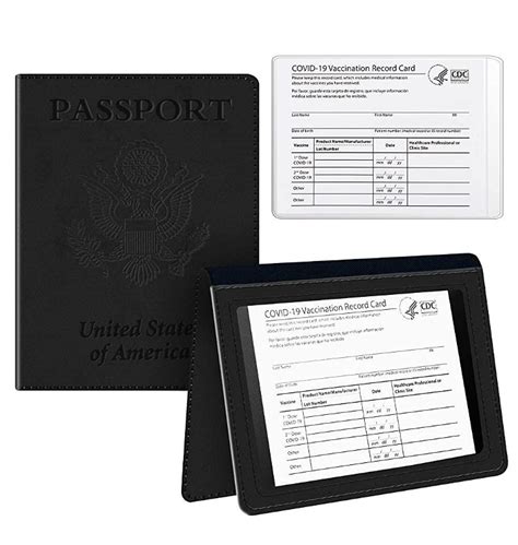 여권 지갑 커버 라바토 업그레이드 및 백신 카드 홀더 콤보 Pu 가죽 여성용 남성용 블랙 클래식 1 티몬