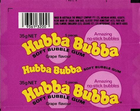 Hubba Bubba Bubble Gum Wrapper 1980s Hubba Bubba Gum Bubble Gum