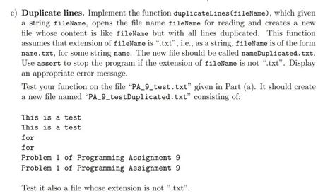 Solved Duplicate Lines Implement The Function