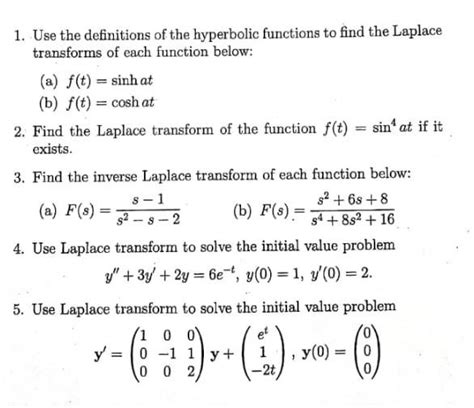 Solved 1 Use The Definitions Of The Hyperbolic Functions To
