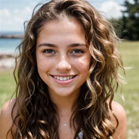 Full Body Cute Smiling Girl With 20 Wavy Long Brown