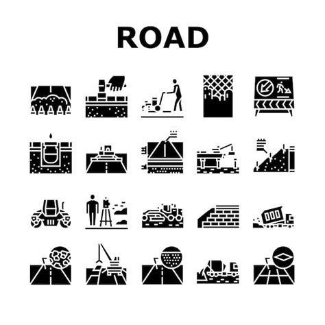 Premium Vector Road Construction Collection Icons Set Vector