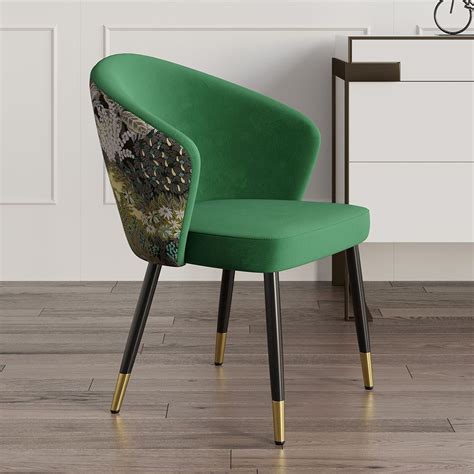 Free Shipping On Green Upholstered Velvet Dining Chair Modern Arm Chair