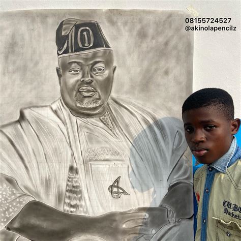 15 Year Old Nigerian Artist Akinola Daniel Makes Drawing Of Lagos Speaker Mudashiru Obasa