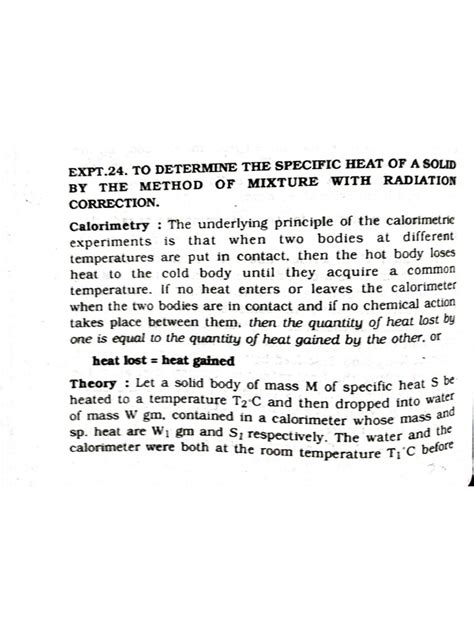 H1 Specific Heat Solid Method Of Mixture Pdf